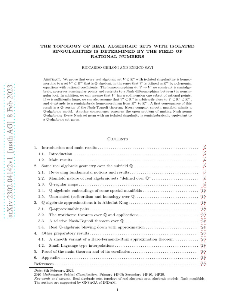 R The Topology Of Real Algebraic Sets With Isolated Singularities Is Determined By The Field