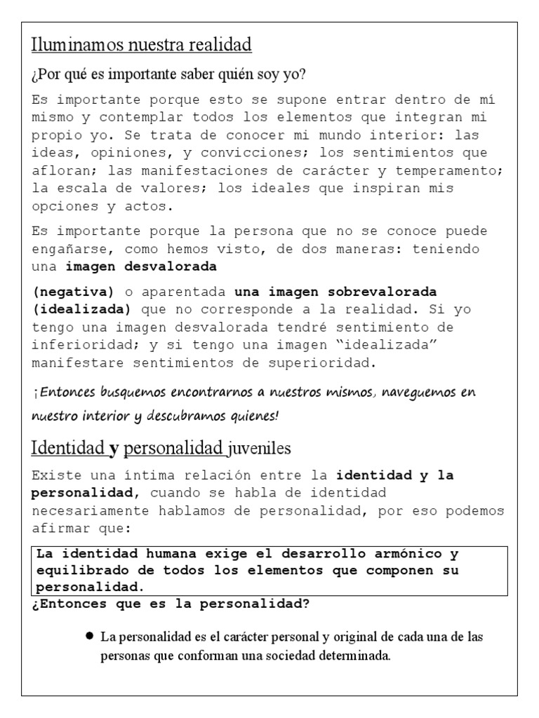 Descubre tu identidad y autoestima | PDF | Vida | Sociedad
