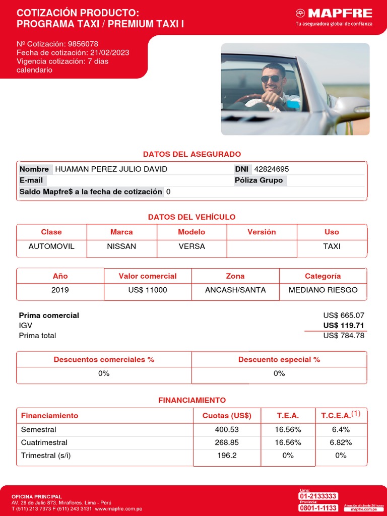 Versa Oim - Cotizacion - 9856078 | PDF | Transporte | Vehículos