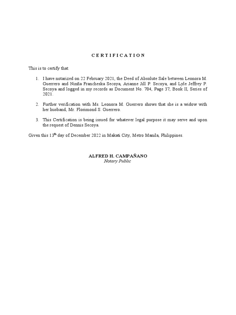 Certification Notary | PDF