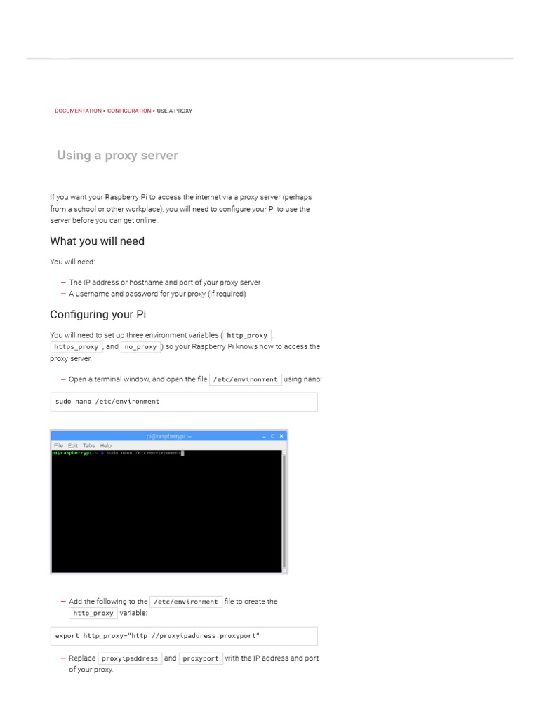 Using A Proxy Server Raspberry Pi Documentation Pdf Proxy Server