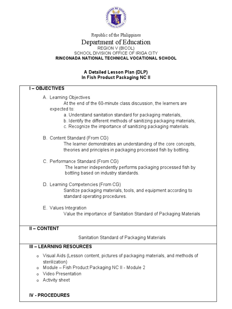 1 - DLP in FPP - Sanitation Standard For Packaging Materials | PDF ...