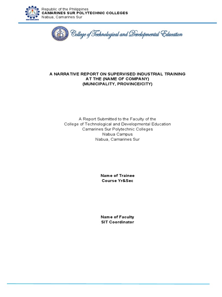 Camarines Sur Polytechnic College SIT Report | PDF | Teacher Education ...