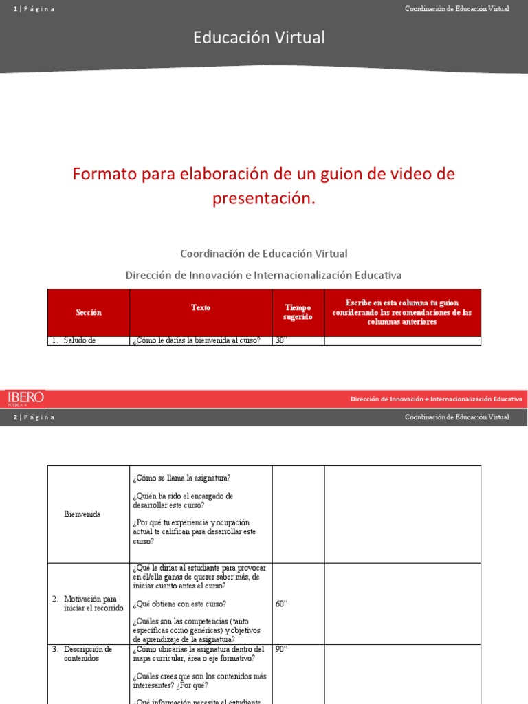 Guion Presentacion Curso Online | PDF