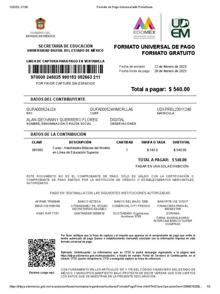 Formato de Pago Universal With Primefaces | PDF | Bancario Formato de Pago Universal With Primefaces | PDF | Bancario