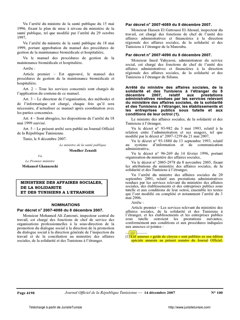 23 Annexe 26 5 | PDF | Tunisie | Gouvernement