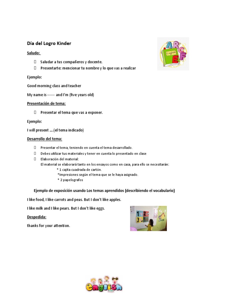Guía para el Día del Logro Kinder | PDF | Artes del Lenguaje y ...