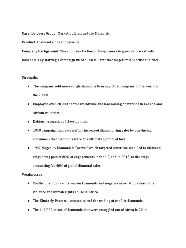 Individual Case Study de Beers | Download Free PDF | Diamond | Advertising