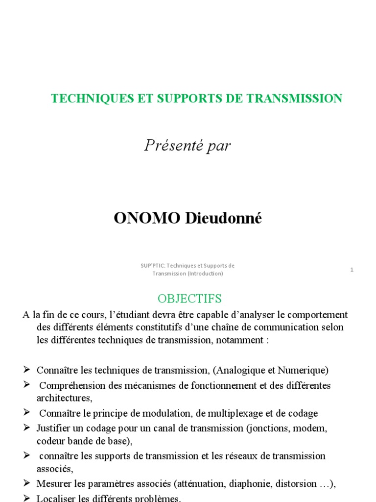 Cours de Support Physique de Transmission - ENSPT - ONOMO | PDF | Onde ...
