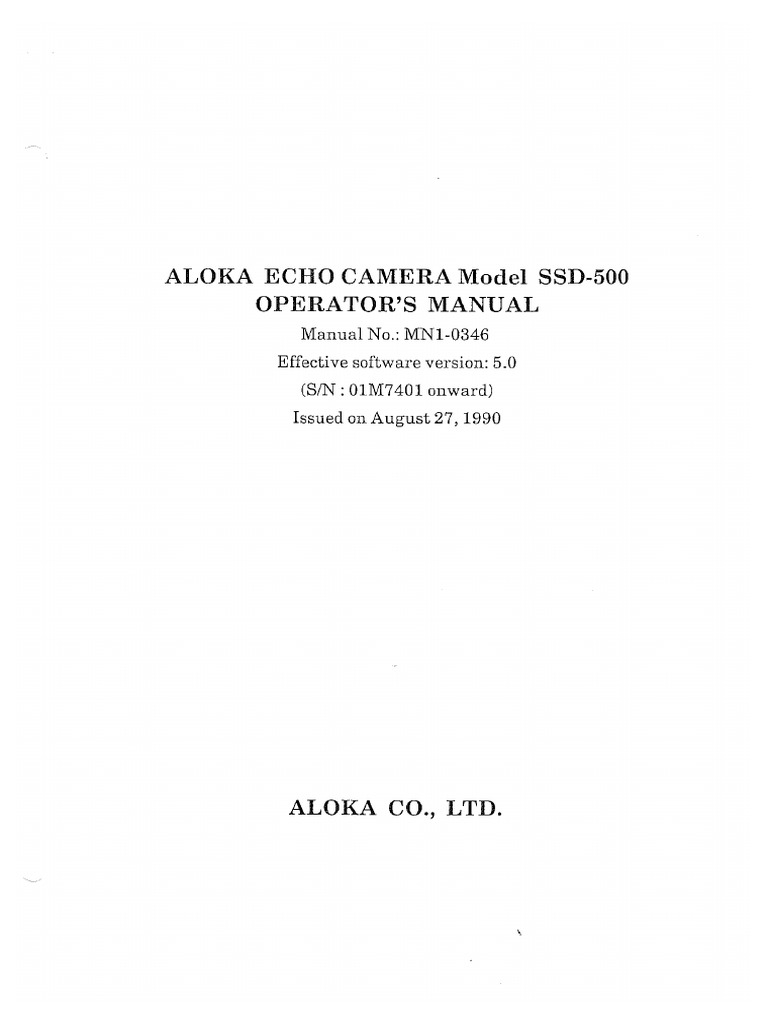 Aloka SSD 500 Operator Manual | PDF