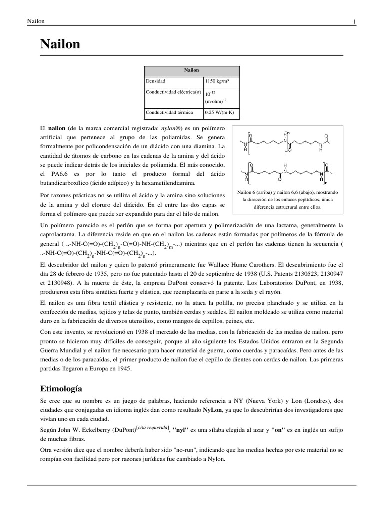Nylon | PDF | Nylon | Química de polímeros
