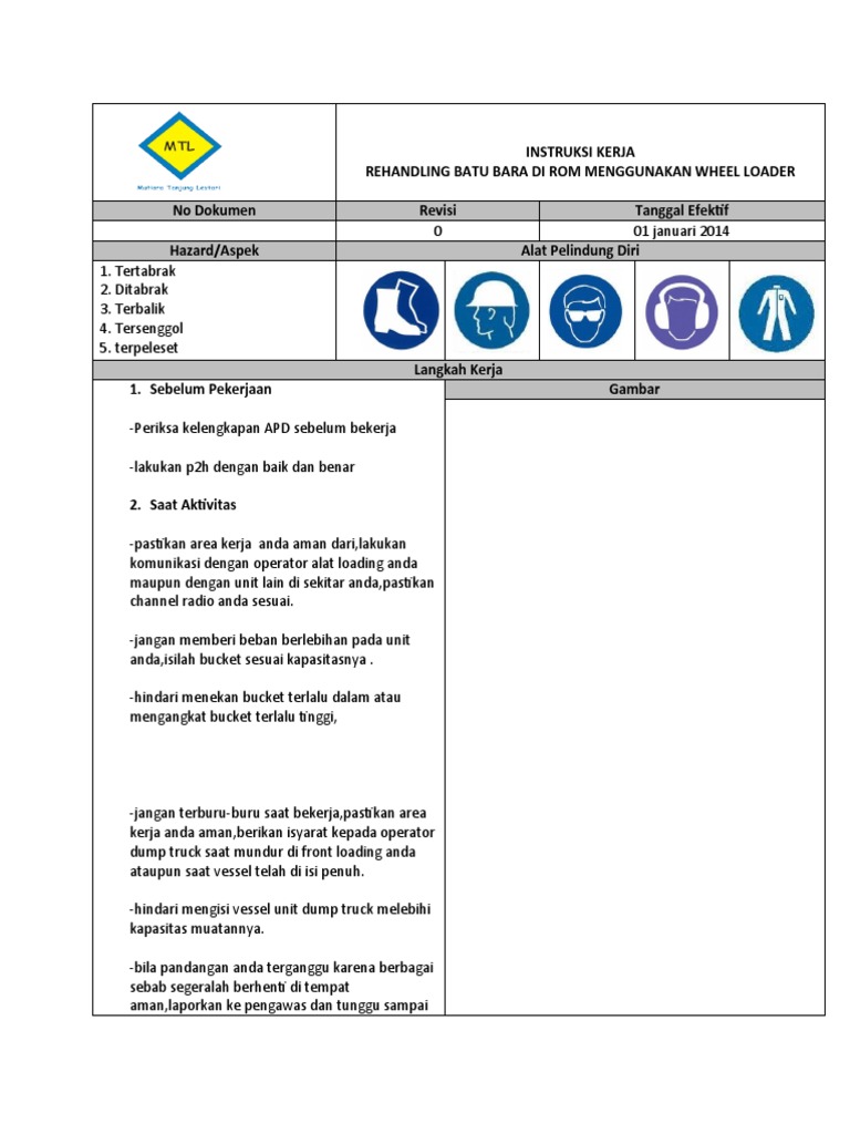 Prosedur Rehandling Batu Bara dengan Wheel Loader | PDF