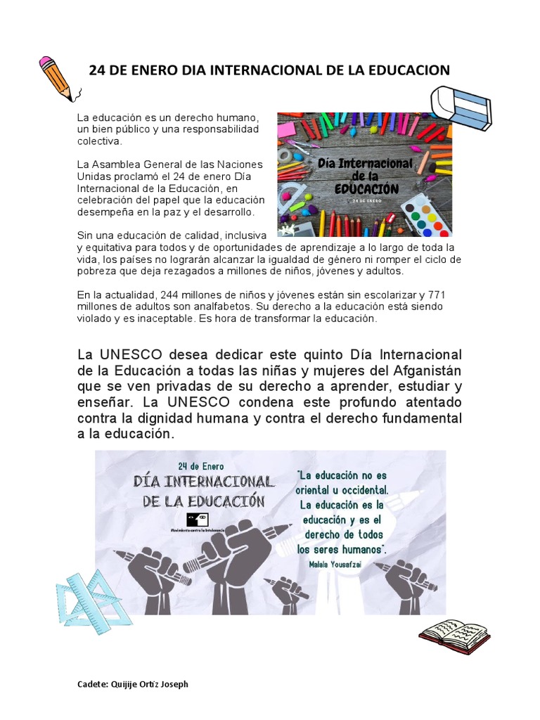 24 de Enero Dia Internacional de La Educacion | PDF