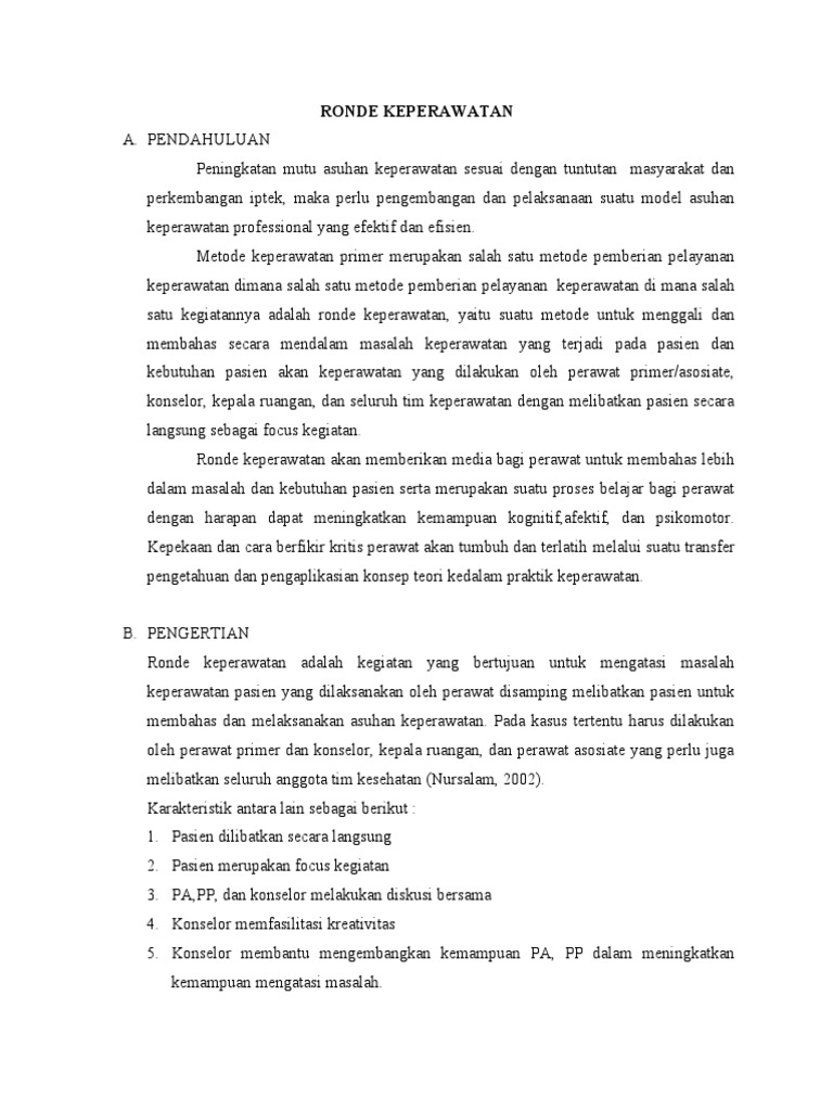 Proposal Ronde Keperawatan | PDF