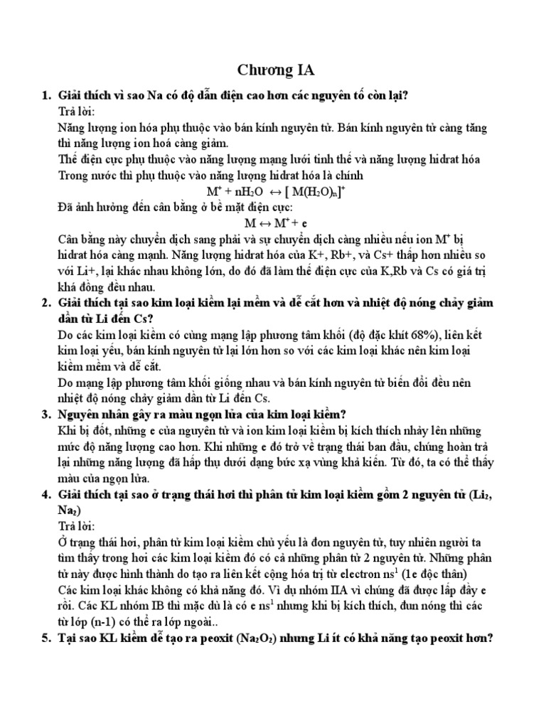 hóa vô cơ IA đến VA 1 | PDF