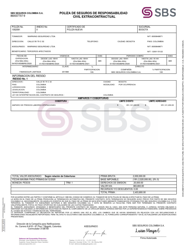 Poliza 2020-21 | PDF | Seguro | Privacidad de la información