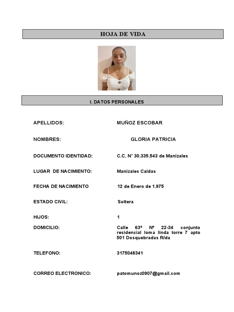 Hoja de Vida Patricia | PDF
