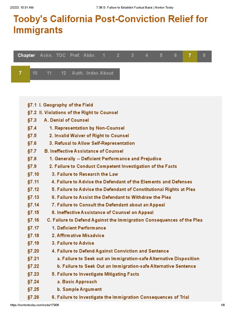 7.38 D. Failure To Establish Factual Basis - Norton Tooby | PDF | Plea ...