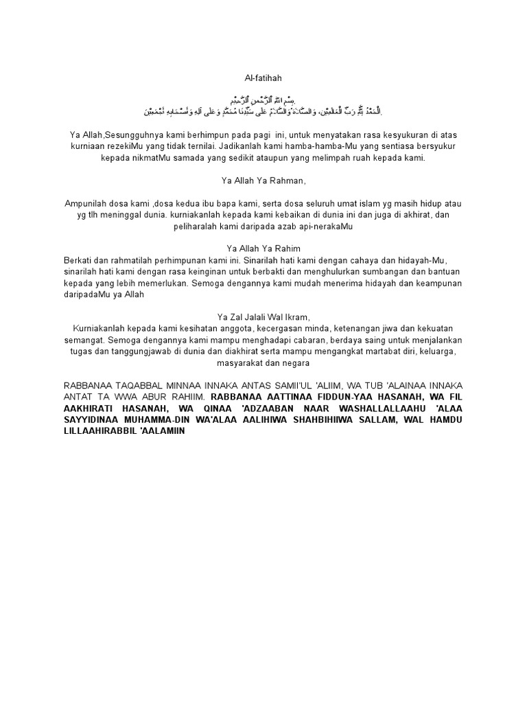 Teks Doa Majlis Rasmi Al-Fatihah | PDF