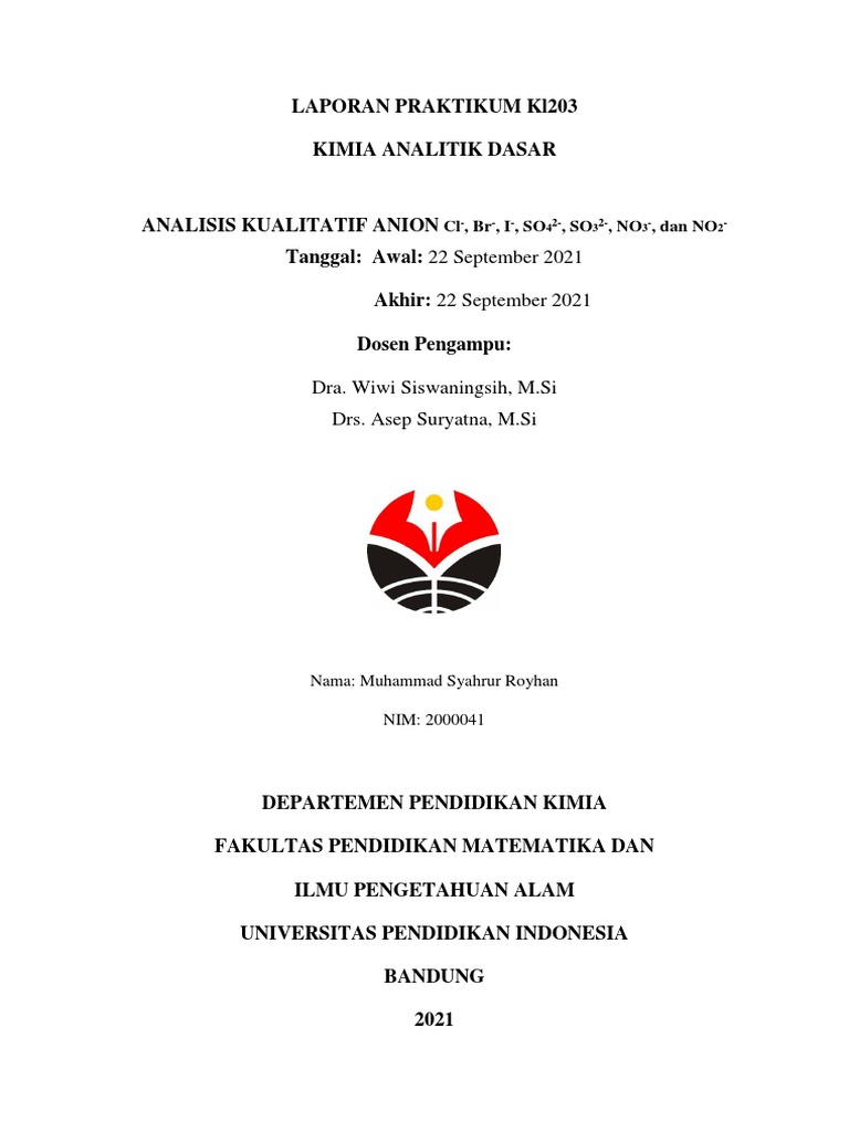 Tugas P4 - Laprak P4 (Analisis Anion) 2022 | PDF