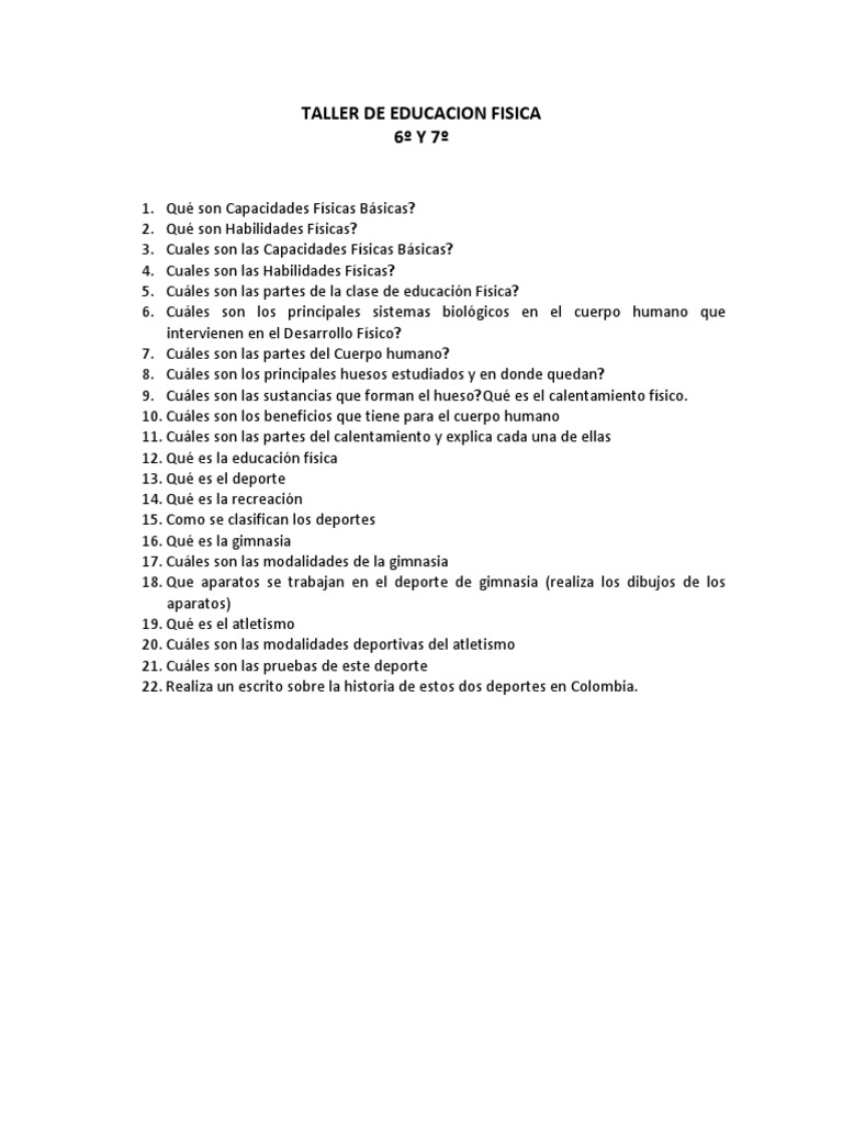 Taller de Educacion Fisica Ciclo 3 | PDF