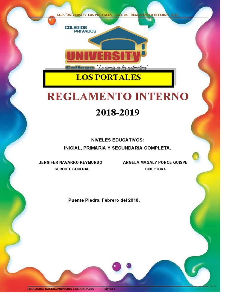 Reglamento Interno - University Los Portales | PDF | Educación de la ...