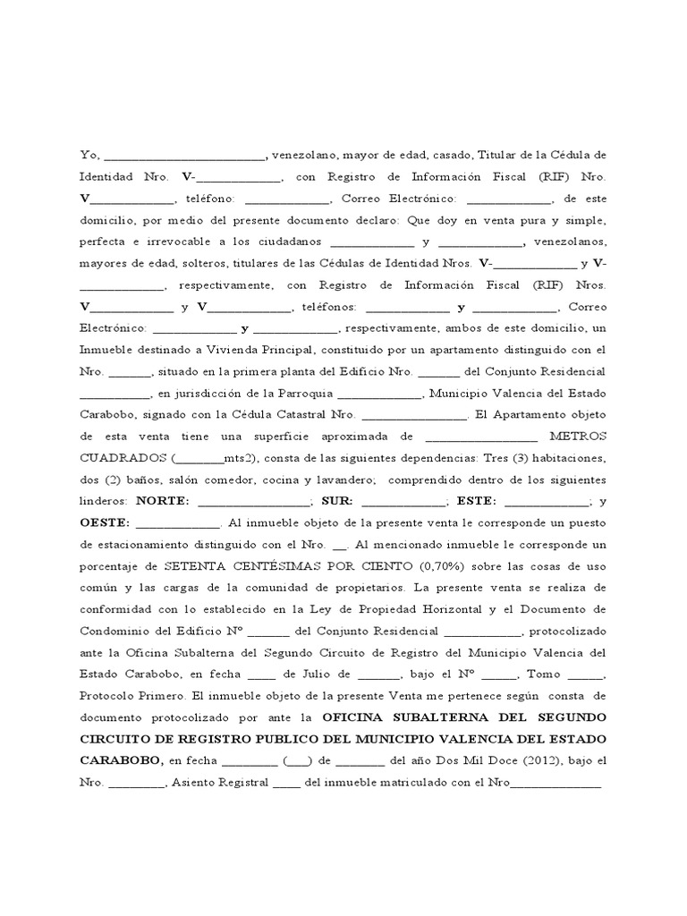 Documento Compra Venta Inmueble | PDF