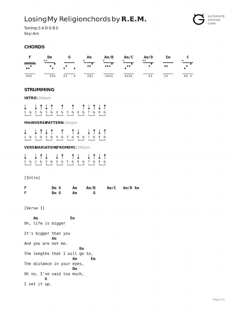 Losing My Religion Chords | PDF