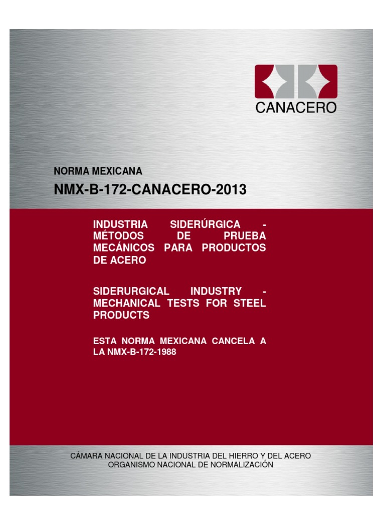 NMX B 172 Canacero 2013 | PDF | Fractura | Acero