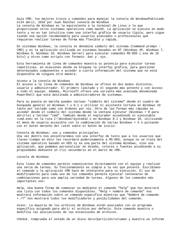 Guia Del CMD | PDF | Microsoft Windows | Interfaz de línea de comando