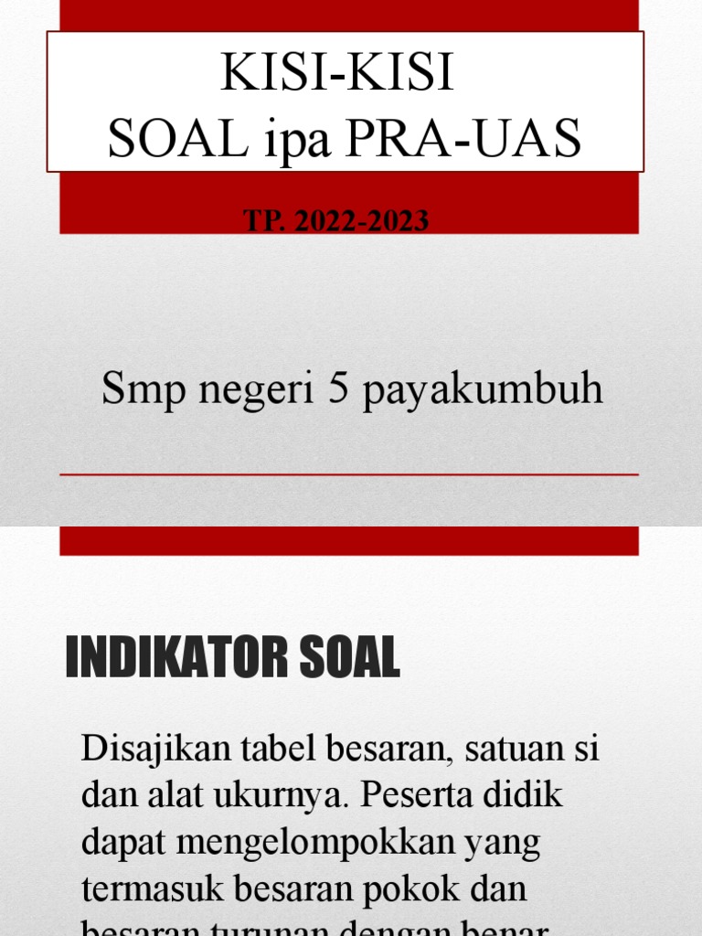 Kisi-Kisi Soal Pra-Uas Dan Pembahasan | PDF