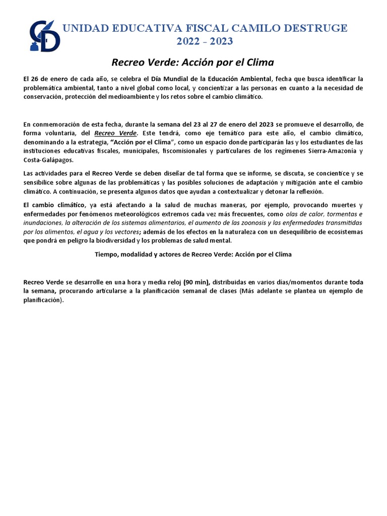 Recreo Verde | PDF | Entorno natural | Cambio climático
