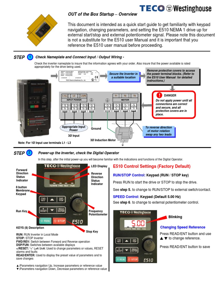 E510 Compact Quickstart | PDF | Power Inverter | Switch