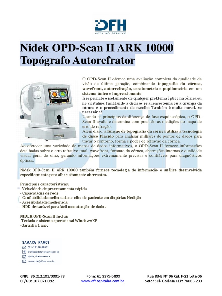 Informativo Nidek OPD SCAN II | PDF | Tecnologia e Engenharia