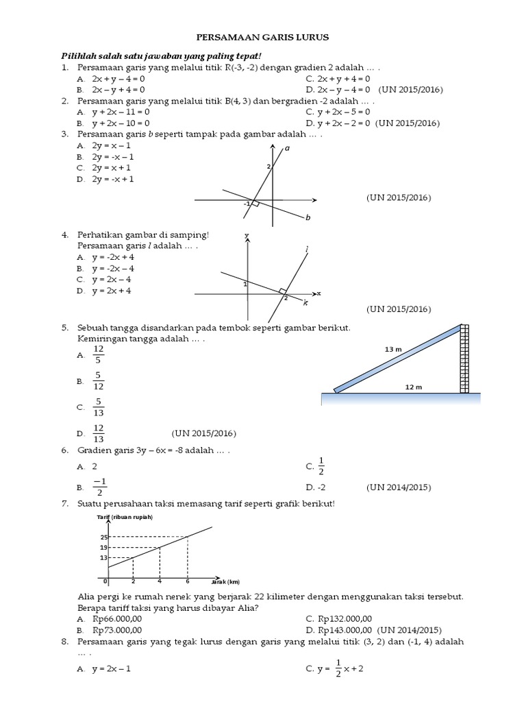 Modul 11 Persamaan Garis Lurus | PDF