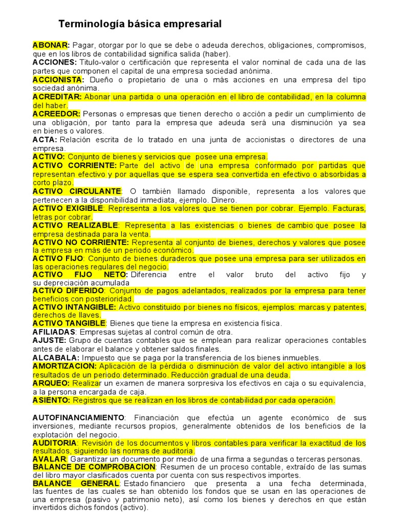 Terminologia Del Plan Contable General Revisado y Empresarial | PDF ...