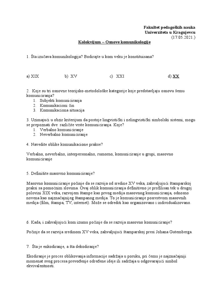 Komunikologija KLK 1 | PDF