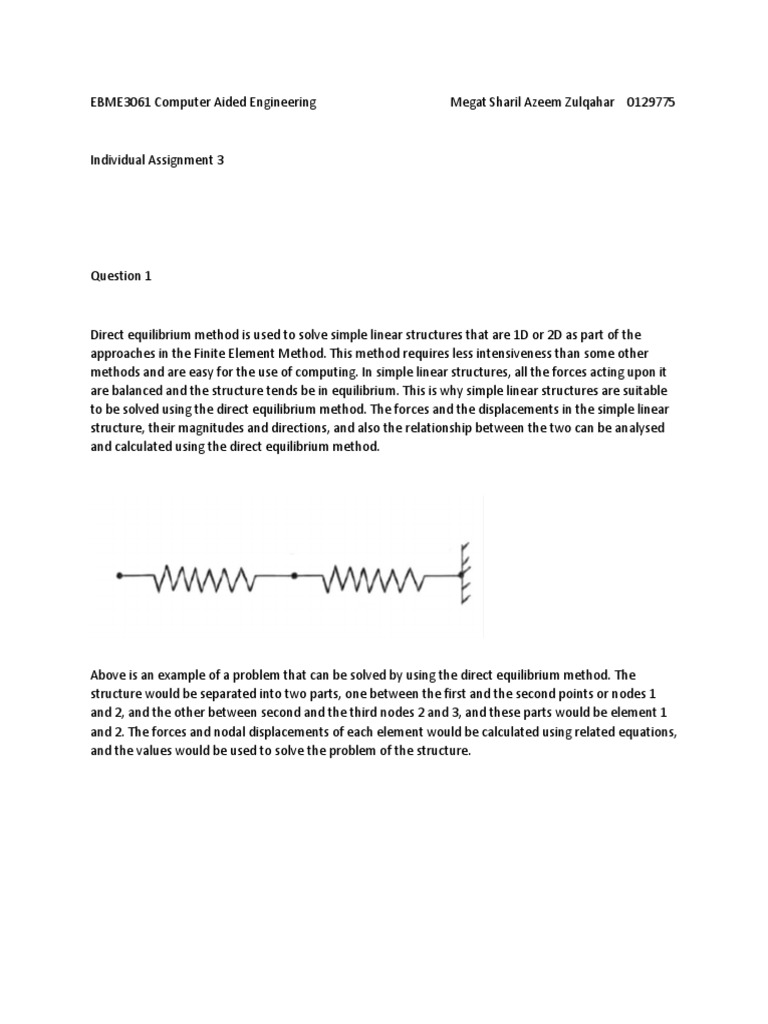 EBME3061 CAE Individual Assignment 3 | PDF | Finite Element Method | Applied Mathematics