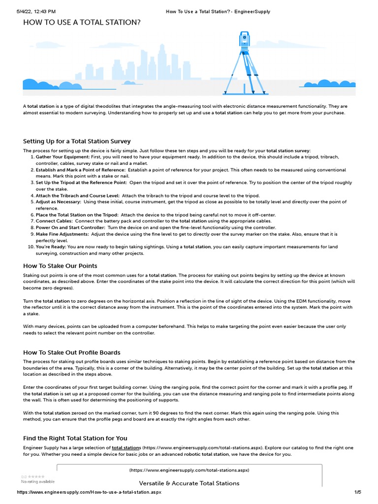How To Use A Total Station - EngineerSupply | PDF | Surveying | Equipment