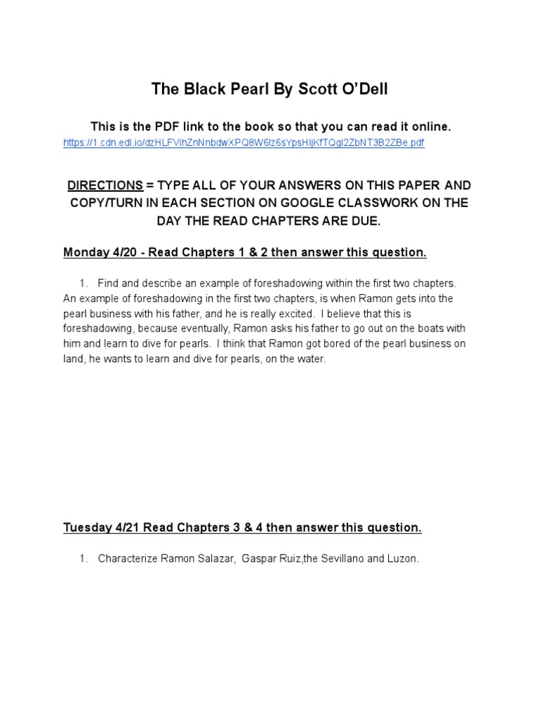 Liam McCormack - The Black Pearl by Scott O'Dell | PDF