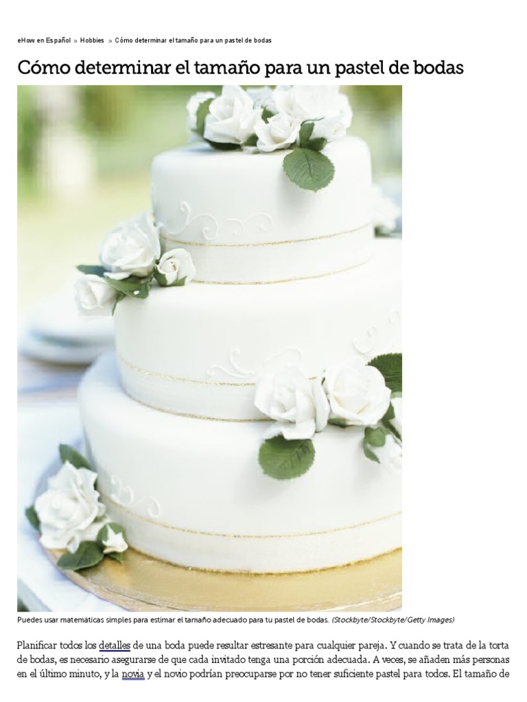 Cómo Determinar El Tamaño para Un Pastel de Bodas - Ehow en Español ...
