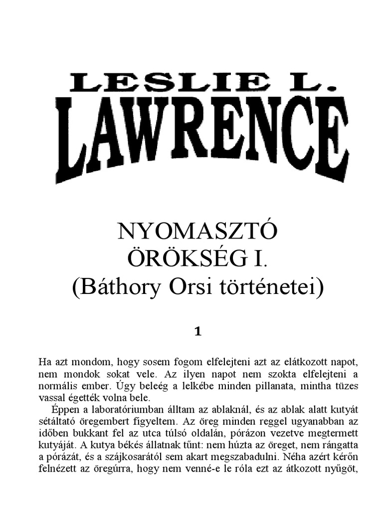 Leslie L Lawrence - Báthory Orsi Történetei 3 - Nyomasztó Örökség 1 | PDF