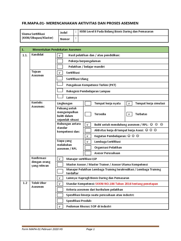 Fr-Mapa-01. Merencanakan Aktivitas Dan Proses Asesmen | PDF