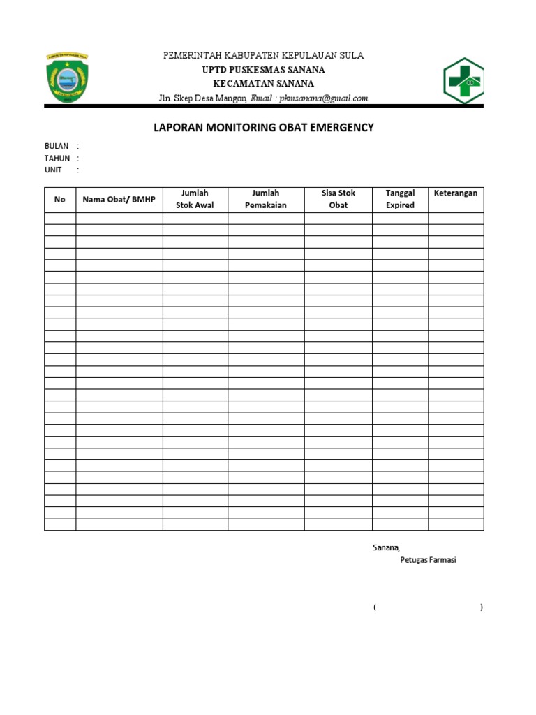 Form Monitoring Obat Emergency | PDF