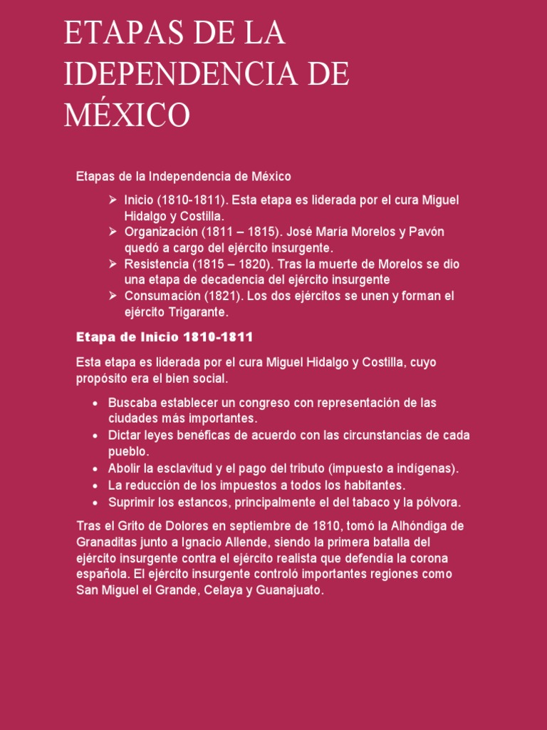 Etapas de La Idependencia de México | PDF | Nueva españa | México ...