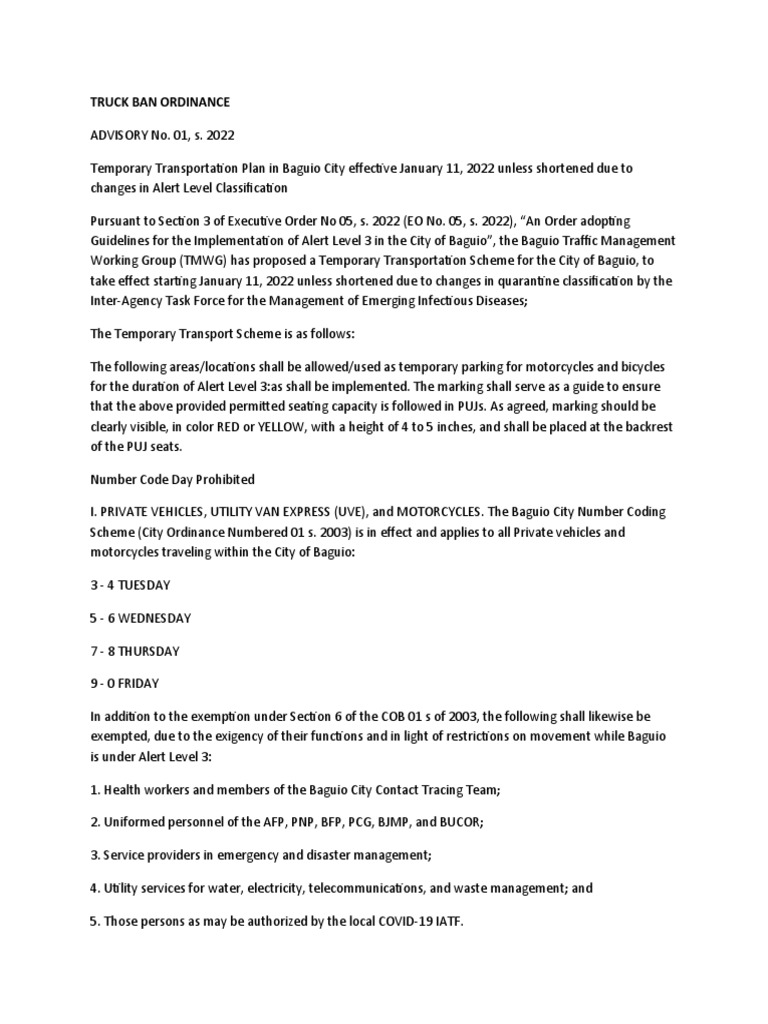Truck Ban Ordinance | PDF | Transport