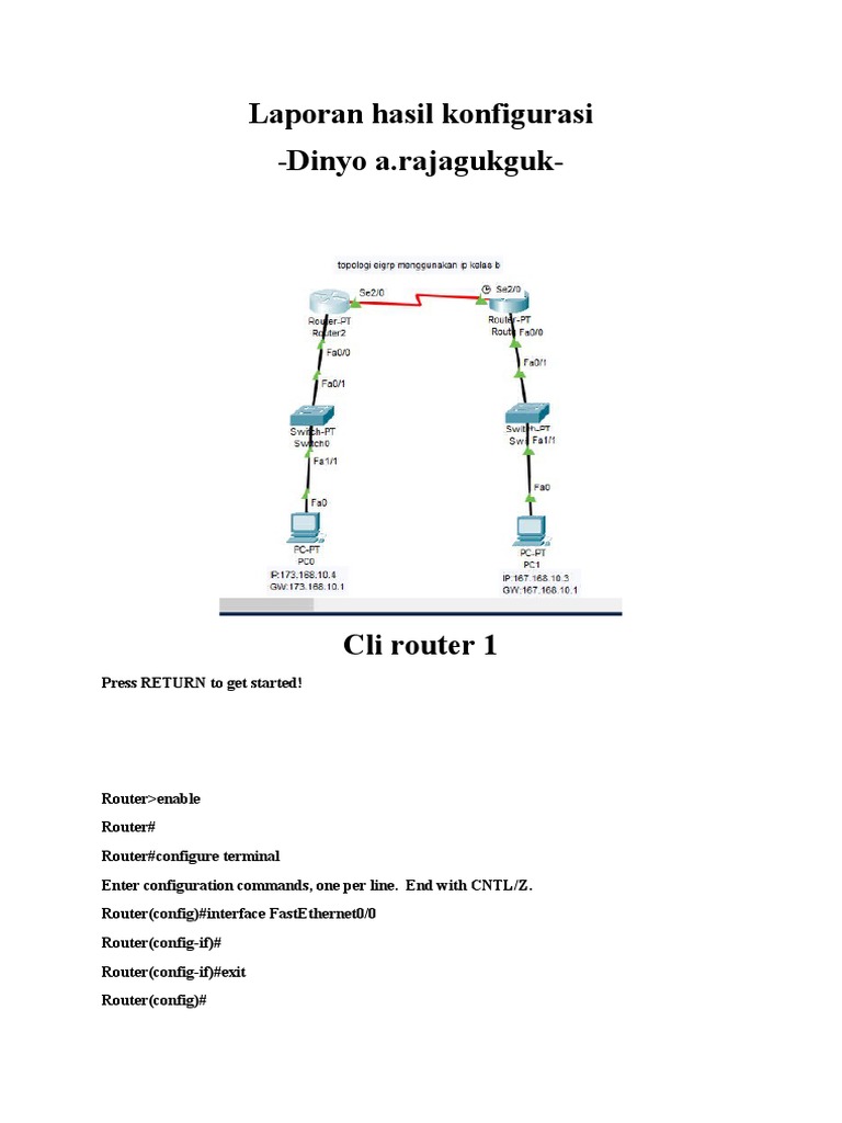 Laporan Hasil Konfigurasi | PDF | Router (Computing) | Computer Architecture
