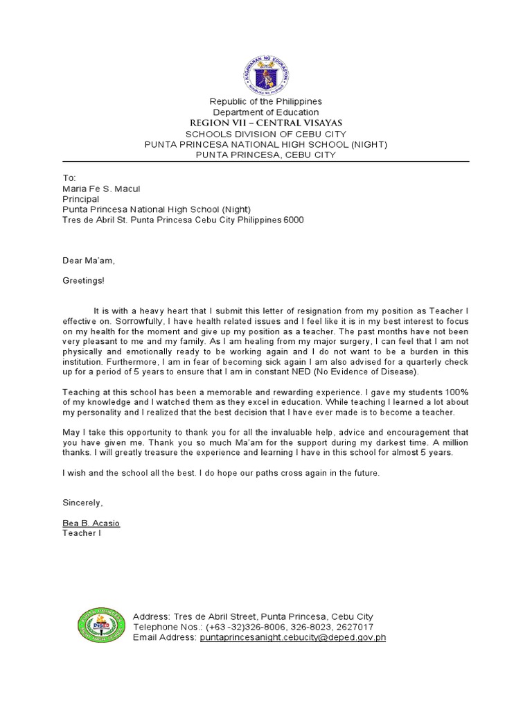 Resignation Letter Deped | PDF Resignation Letter Deped | PDF