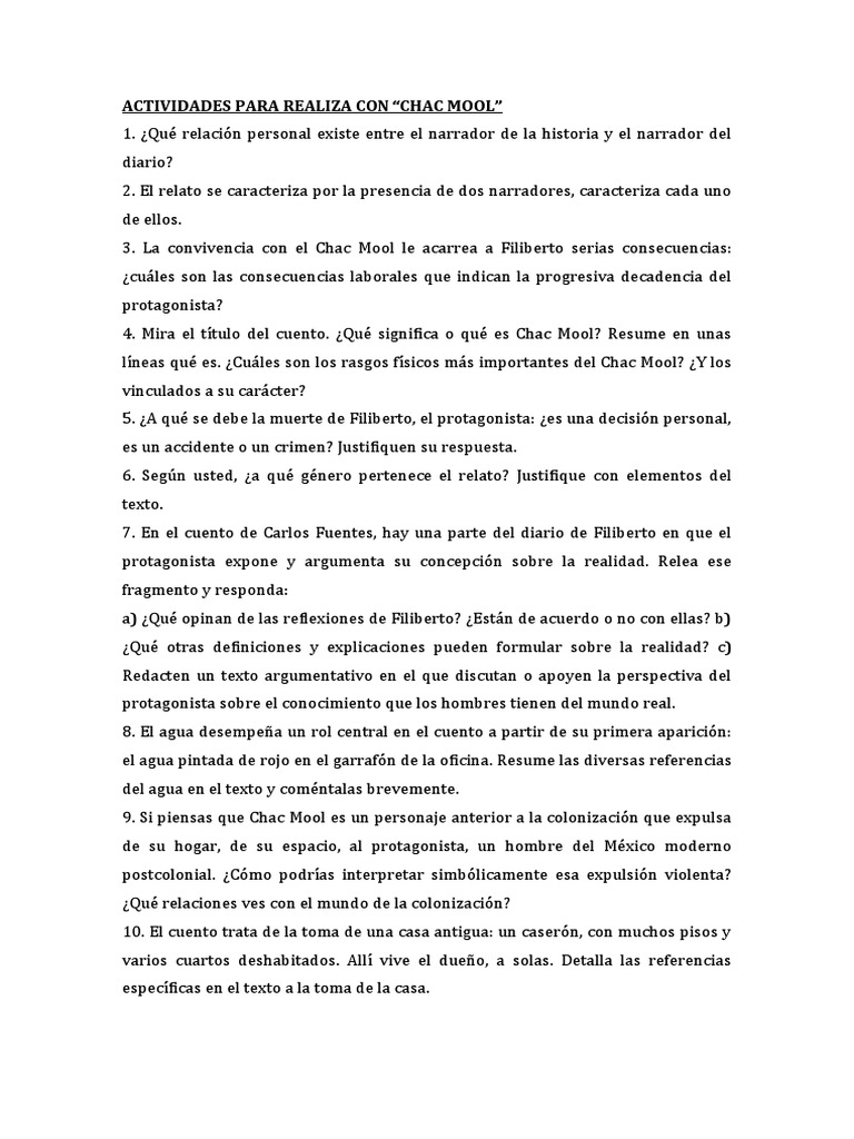 Actividades sobre Chac Mool | PDF | Ficción general