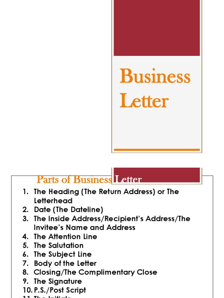 Parts of Business Letter | PDF | Communication | Computing
